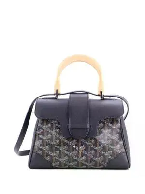 Goyard Saigon Top Handle Bag In Coated Canvas And Leather - Black