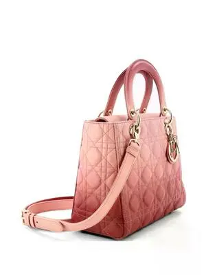 Dior Lady Cannage Quilt Lambskin Medium Satchel - Pink