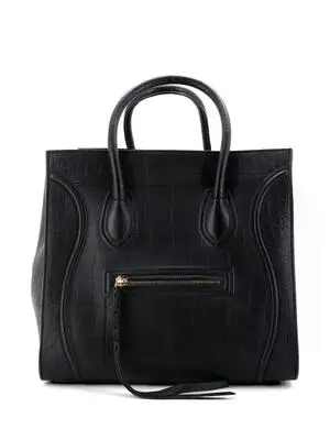 Celine Phantom Bag Crocodile Embossed Leather Medium Tote Bag - Black
