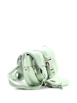 Prada Spazzolato Leather And Tessuto Crossbody Bag With Buckle - Green