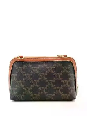 Celine Embroidered Triomphe Coated Canvas Shoulder Bag - Brown