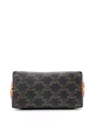 Celine Embroidered Triomphe Coated Canvas Shoulder Bag - Brown