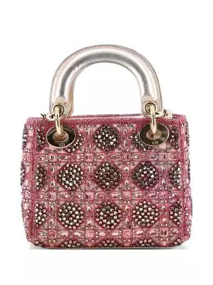 Dior Lady Beaded Satin Mini Satchel With Chain Strap - Metallic