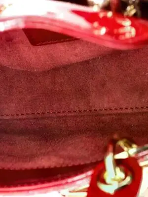 Dior Lady Chain Bag Cannage Quilt Patent Mini Satchel - Red