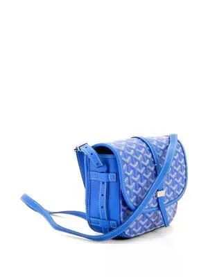 Goyard Belvedere Iii Messenger Bag In Coated Canvas With Leather - Blue