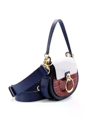 Chloé Tess Bag Crocodile And Lizard Embossed Leather Small Crossbody Bag - Blue