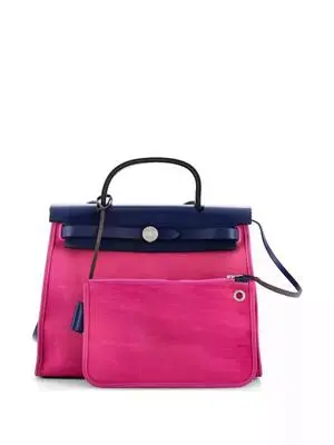 Hermès Herbag Zip Leather And Toile 31 Shoulder Bag - Blue