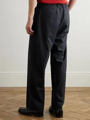 Nn07 Wide-leg Pleated Pinstriped Woven Trousers - Blue