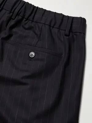 Nn07 Wide-leg Pleated Pinstriped Woven Trousers - Blue
