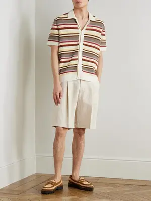 Nn07 Lars 60019 Camp-collar Striped Organic Cotton Shirt