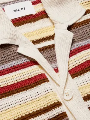 Nn07 Lars 60019 Camp-collar Striped Organic Cotton Shirt