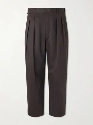 WTAPS Straight-leg Pleated Twill Trousers - Brown