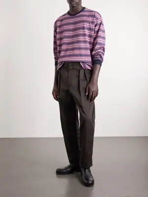 WTAPS Straight-leg Pleated Twill Trousers - Brown