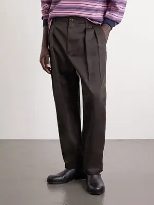 WTAPS Straight-leg Pleated Twill Trousers - Brown