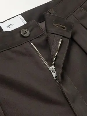 WTAPS Straight-leg Pleated Twill Trousers - Brown