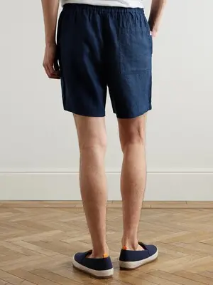 Nn07 Gregor 1454 Straight-leg Linen Drawstring Shorts - Blue