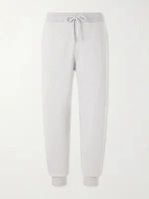 AMI Paris Logo-embroidered Cotton-french Terry Sweatpants - Gray