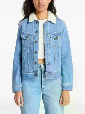 LEEM Rider Denim Jacket With Shearling Collar