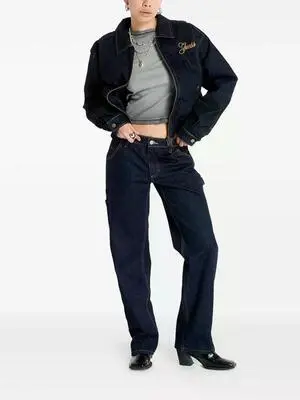 Guess Logo Embroidered Zip Jacket