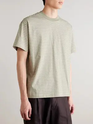 Nn07 Lionel 30046 Striped Cotton-jersey T-shirt - Green