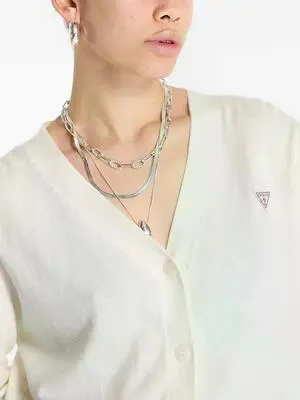 Guess V-neck Button-up Cardigan With Logo Patch