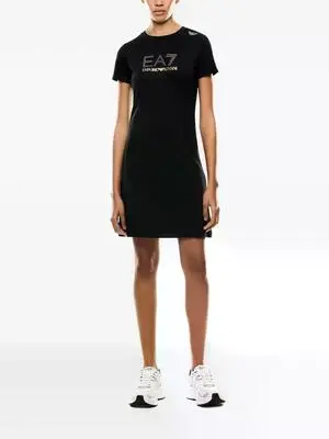 EA7 Crewneck Mini Dress With Logo Detail