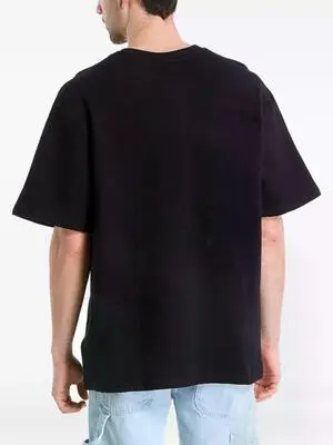 KARL KANI Waffle-knit Logo-embroidered Cotton T-shirt - Black