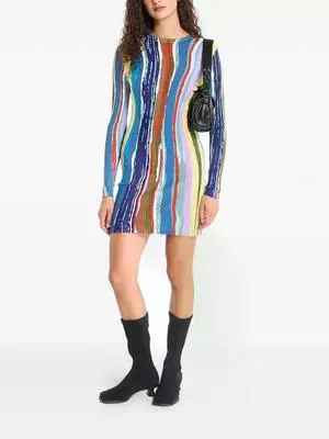 Desigual Ribbed Knit Mini Dress With Abstract Stripes