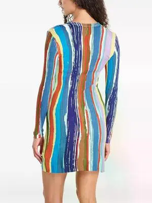 Desigual Ribbed Knit Mini Dress With Abstract Stripes