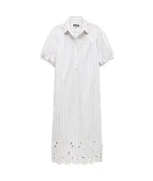 J. Crew Embroidered Shirt Dress With Puff Sleeves