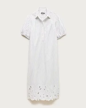J. Crew Embroidered Shirt Dress With Puff Sleeves