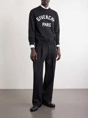 Givenchy Logo Intarsia Cotton-blend Sweater - Black