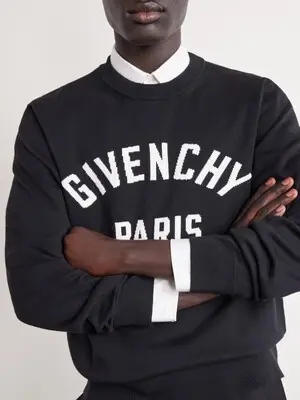 Givenchy Logo Intarsia Cotton-blend Sweater - Black