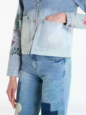 Desigual Floral Embroidered Denim Jacket