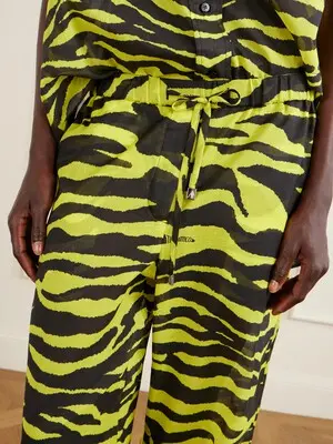 Attico Zebra-print Cotton Mid-rise Wide-leg Pants - Yellow