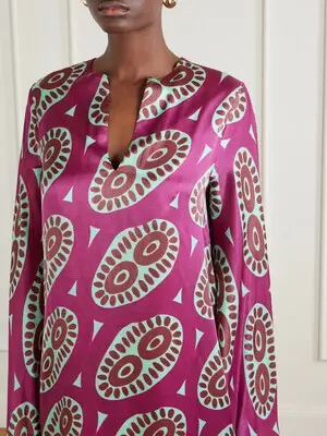 Themis Z Selene Printed Silk-blend Satin Kaftan