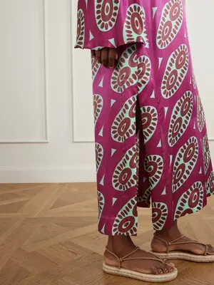 Themis Z Selene Printed Silk-blend Satin Kaftan