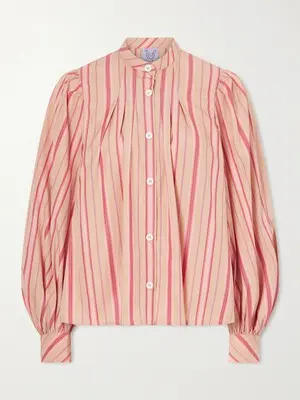 Thierry Colson Yana Striped Cotton-poplin Blouse - Pink