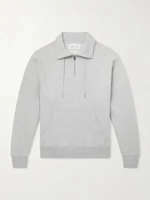 AMI Paris Logo-embroidered Half-zip Sweater - Gray