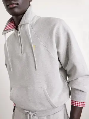 AMI Paris Logo-embroidered Half-zip Sweater