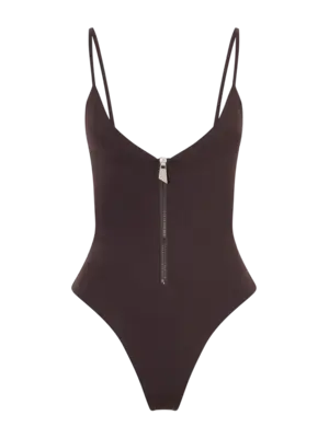 Attico Half-zip One-piece Swimsuit - Brown