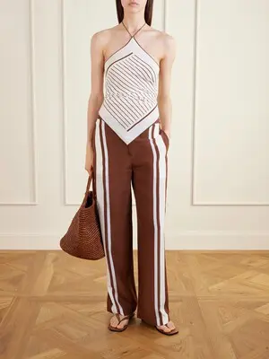 SIR. Marais Striped Silk Halterneck Top