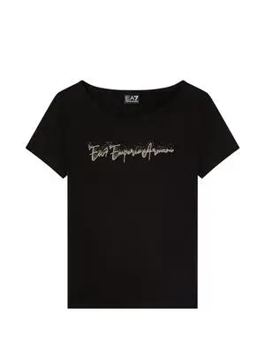 EA7 Emporio Armani Rhinestone Embellished T-shirt - Black