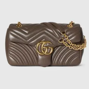 Gucci Gg Marmont Medium Shoulder Bag In Leather - Brown
