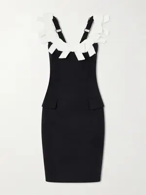 SHUSHU/TONG Bow-detailed Grain De Poudre Mini Dress