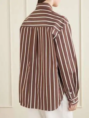 Matteau Striped Organic Cotton-poplin Shirt - Brown