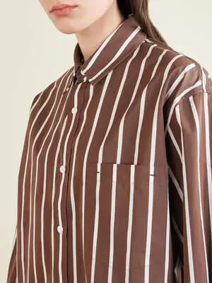 Matteau Striped Organic Cotton-poplin Shirt - Brown