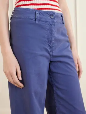 NILI LOTAN Megan Cotton-blend Wide-leg Pants - Blue