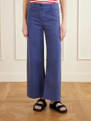 NILI LOTAN Megan Cotton-blend Wide-leg Pants - Blue