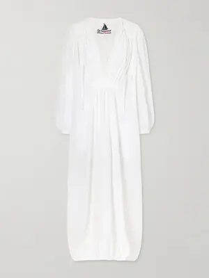 LES VACANCES D’IRINA Gathered Cotton Maxi Dress - White